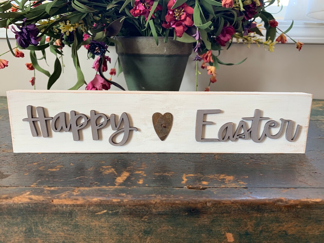 Rustic Happy Easter Wooden Sign Happy Easter Shelf Sitter - Etsy