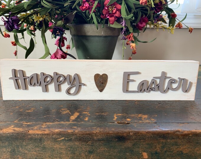 Rustic Happy Easter Wooden Sign Happy Easter Shelf Sitter | Etsy