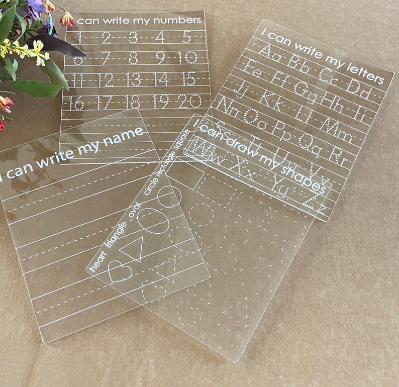 Educational Dry Erase Boards Set of Four, Includes Letters, Numbers ...