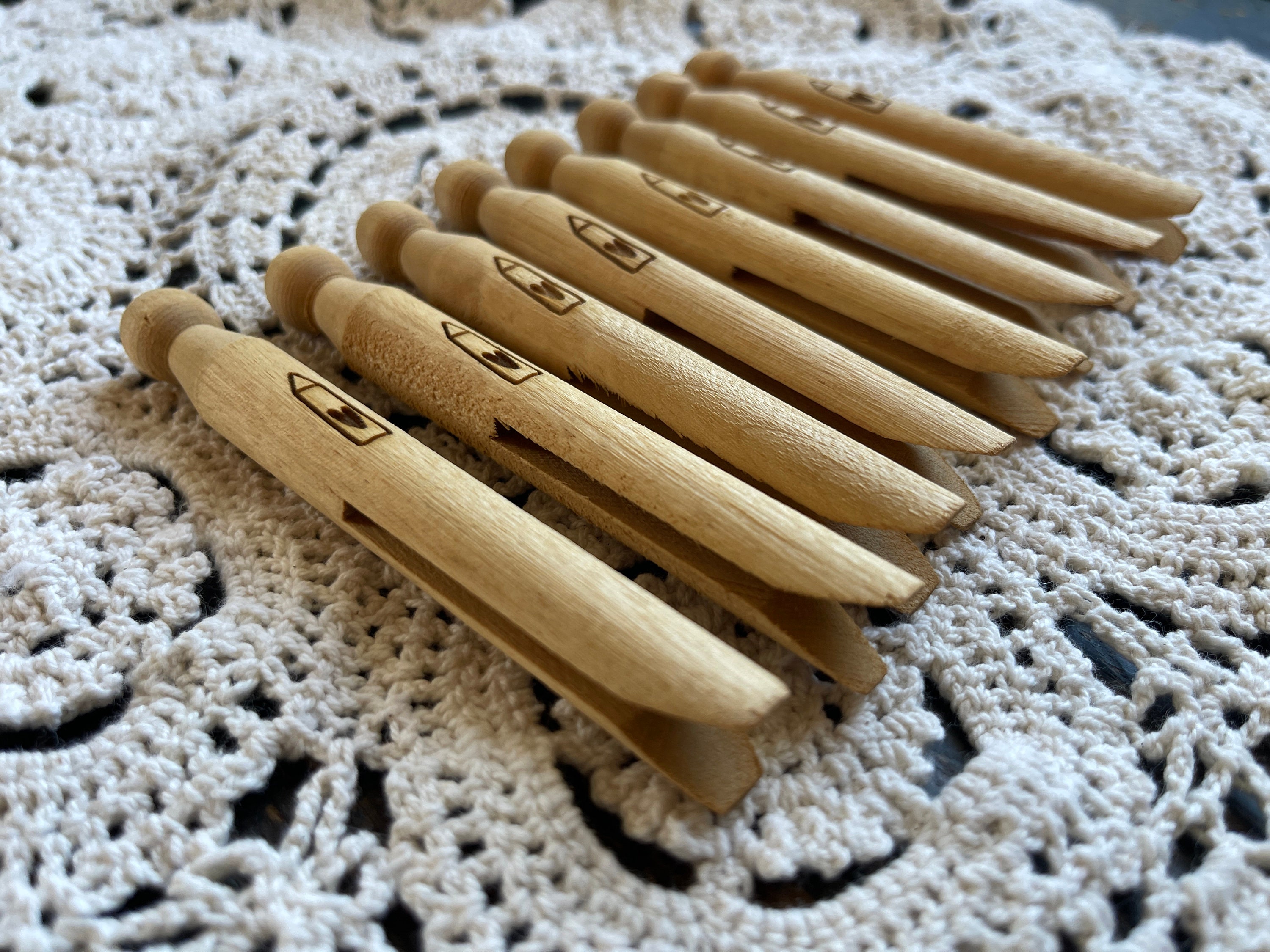 Vintage Inspired Clothespins With Cloth Ribbon Set of Eight - Etsy