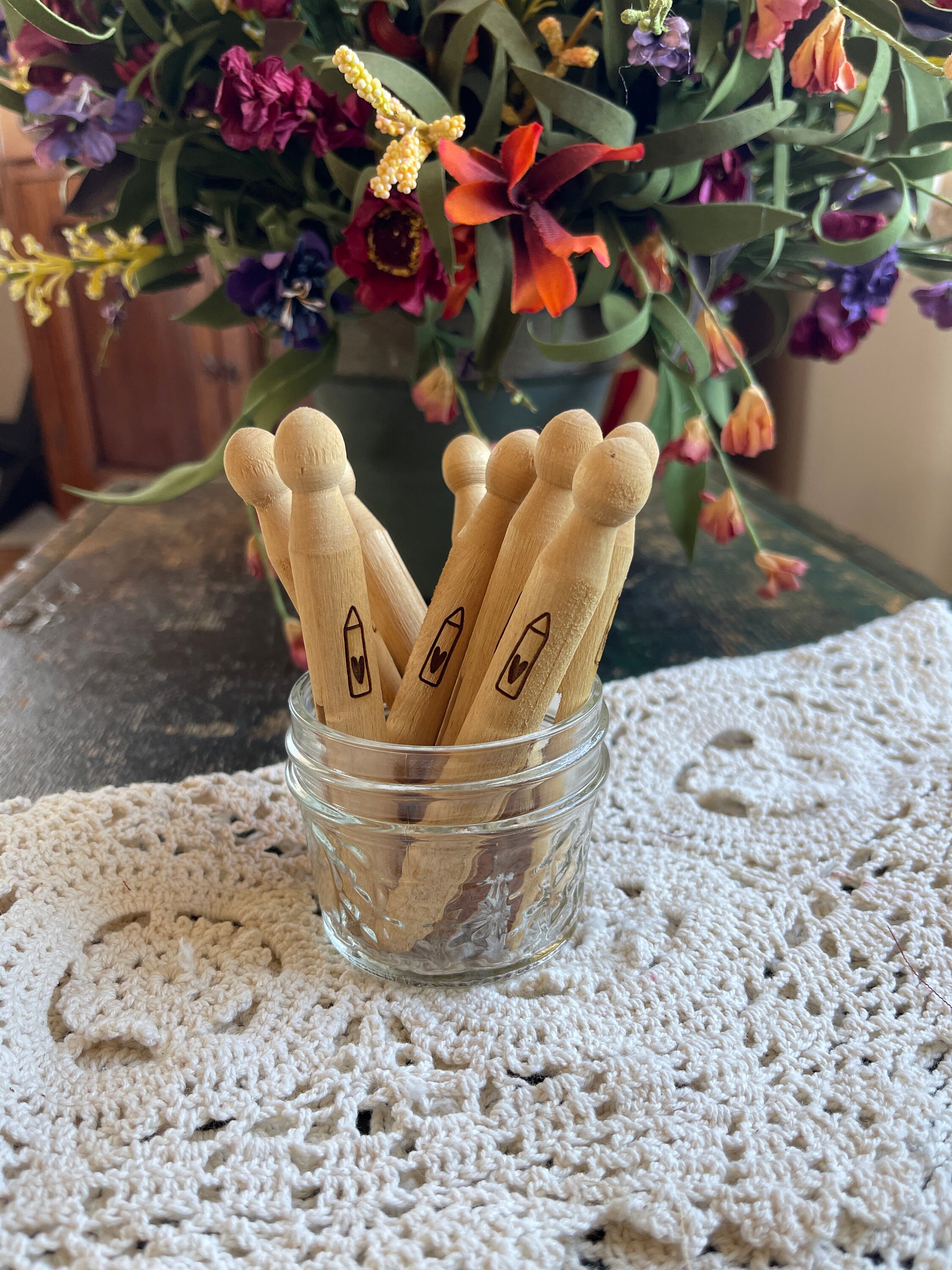 Vintage Inspired Clothespins With Cloth Ribbon Set of Eight - Etsy