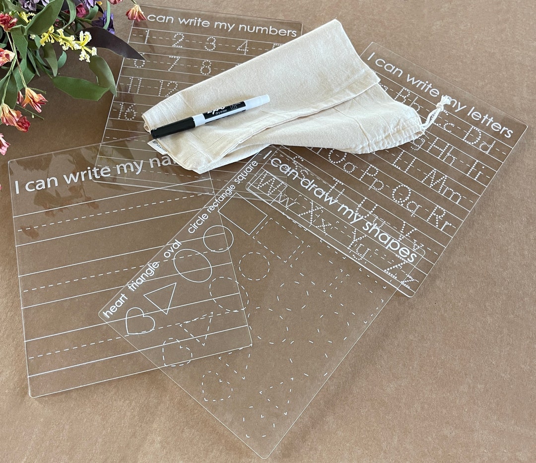 Educational Dry Erase Boards Set of Four, Includes Letters, Numbers ...