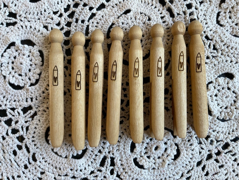 Vintage Inspired Clothespins With Cloth Ribbon Set of Eight - Etsy