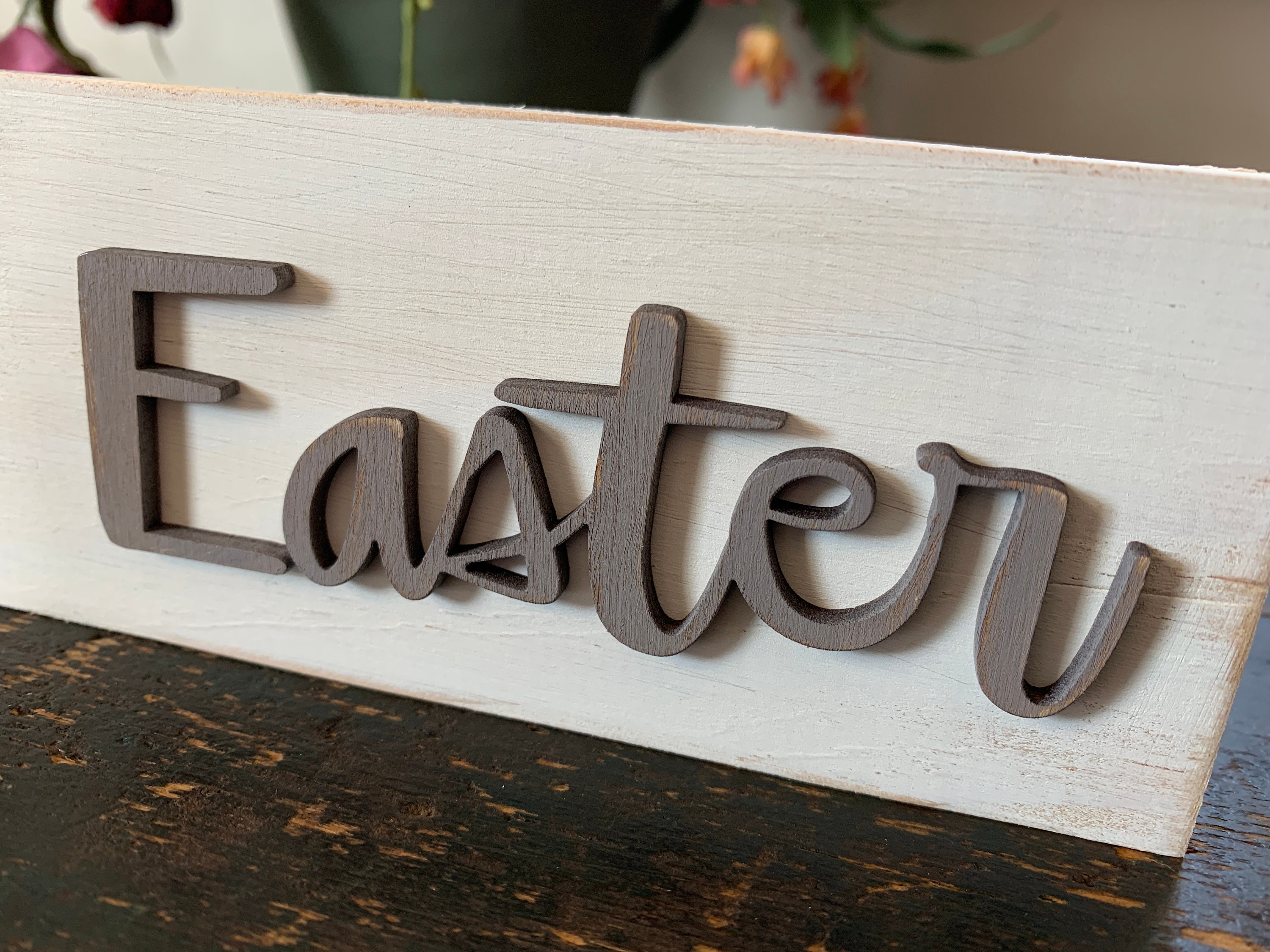 Rustic Happy Easter Wooden Sign Happy Easter Shelf Sitter | Etsy