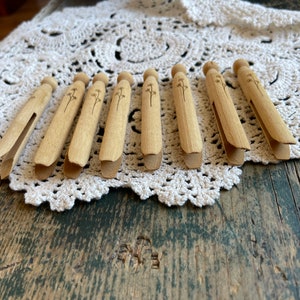 Vintage Inspired Clothespins With Cloth Ribbon Set of Eight - Etsy