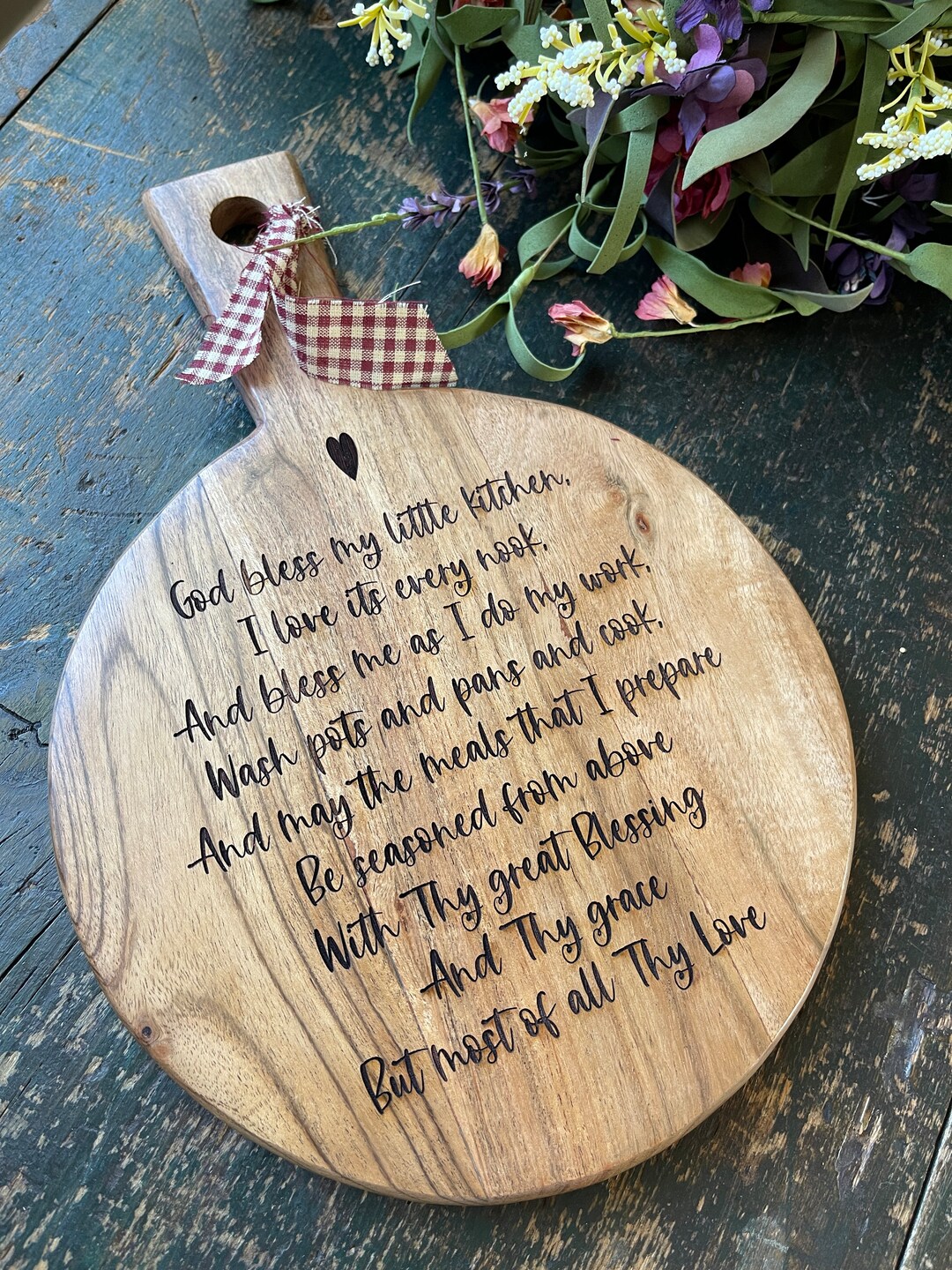 Kitchen Prayer Wooden Cutting Board Engraved, Large Engraved Prayer ...