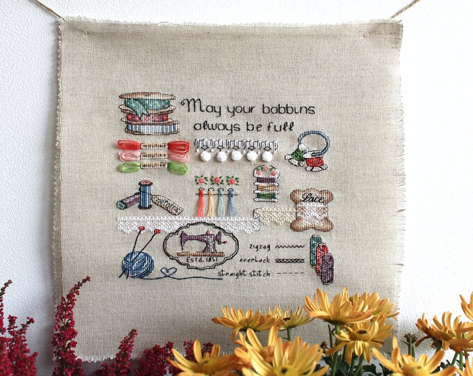 Cross Stitch Sampler Stitcher's Sampler Bobbins - Etsy