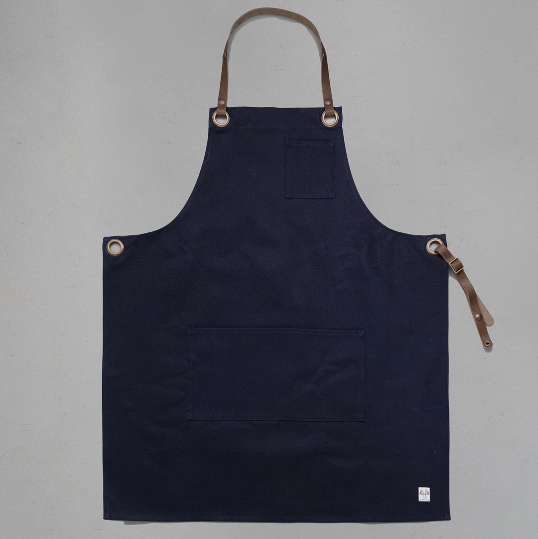 “butcher” Apron in Fabric and Leather Straps - Etsy