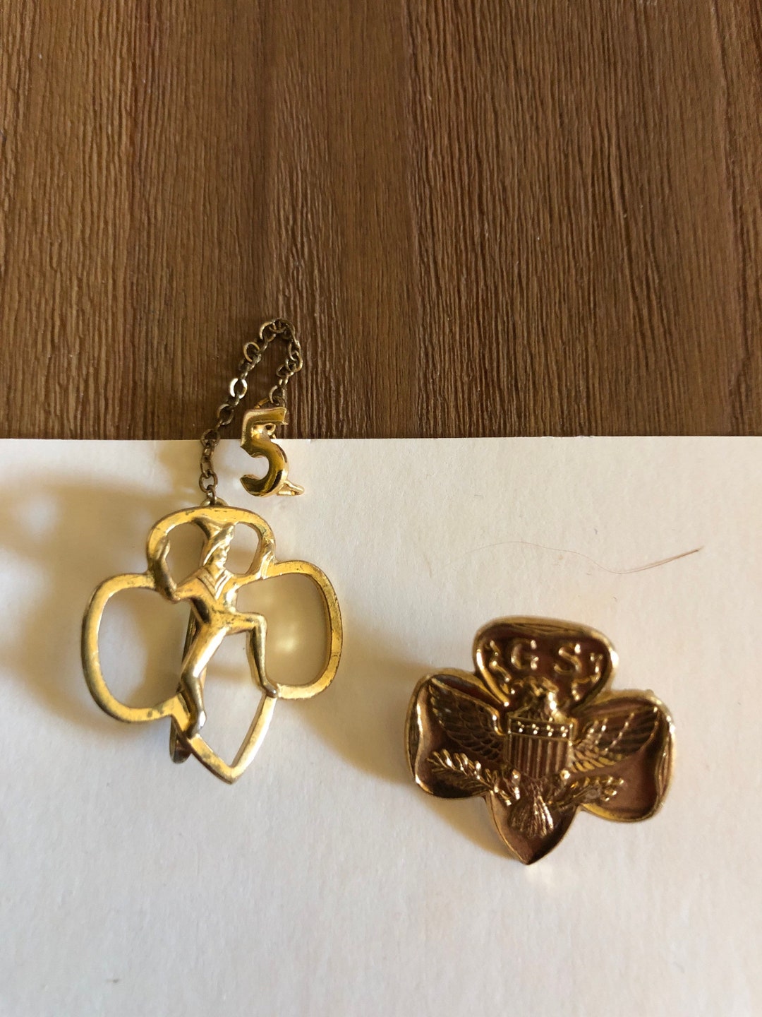 Girl Scout Pins Set of Two With Number 5 on Chain - Etsy