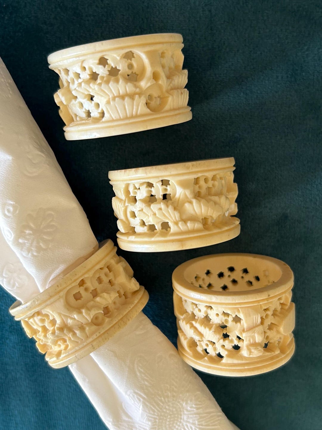 Carved Bone Napkin Rings (set of 4) - Etsy