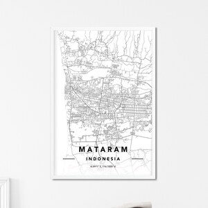 Mataram Map Print Custom City Map Print Mataram City Map | Etsy
