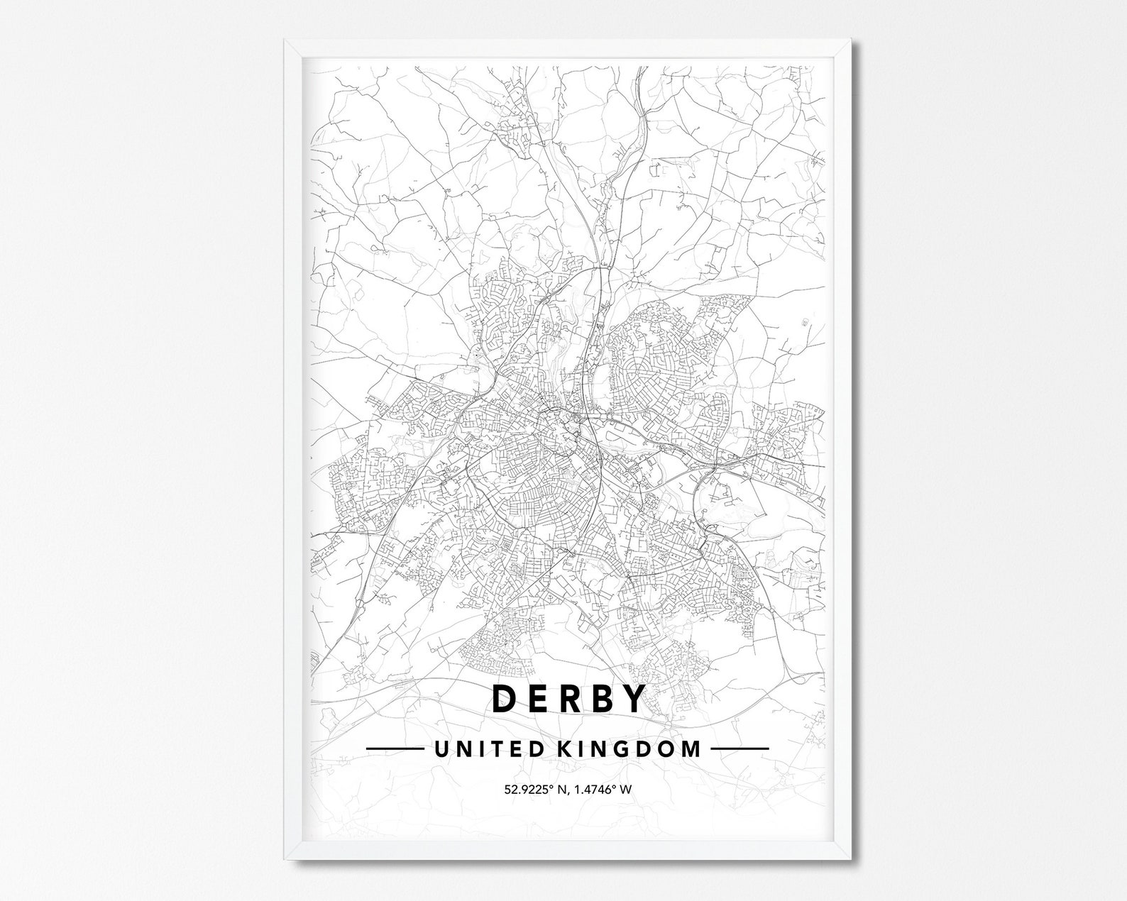 Derby DIGITAL DOWNLOAD Map Print Map Of Derby Derby City | Etsy