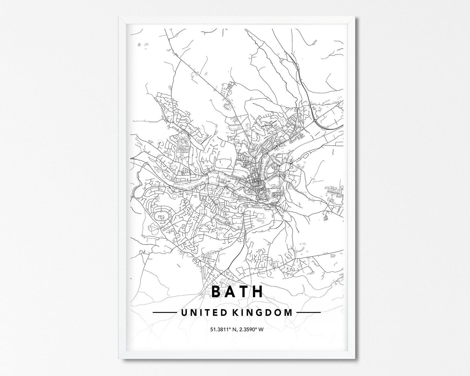 Bath DIGITAL DOWNLOAD Map Custom City Map Print Bath Map | Etsy