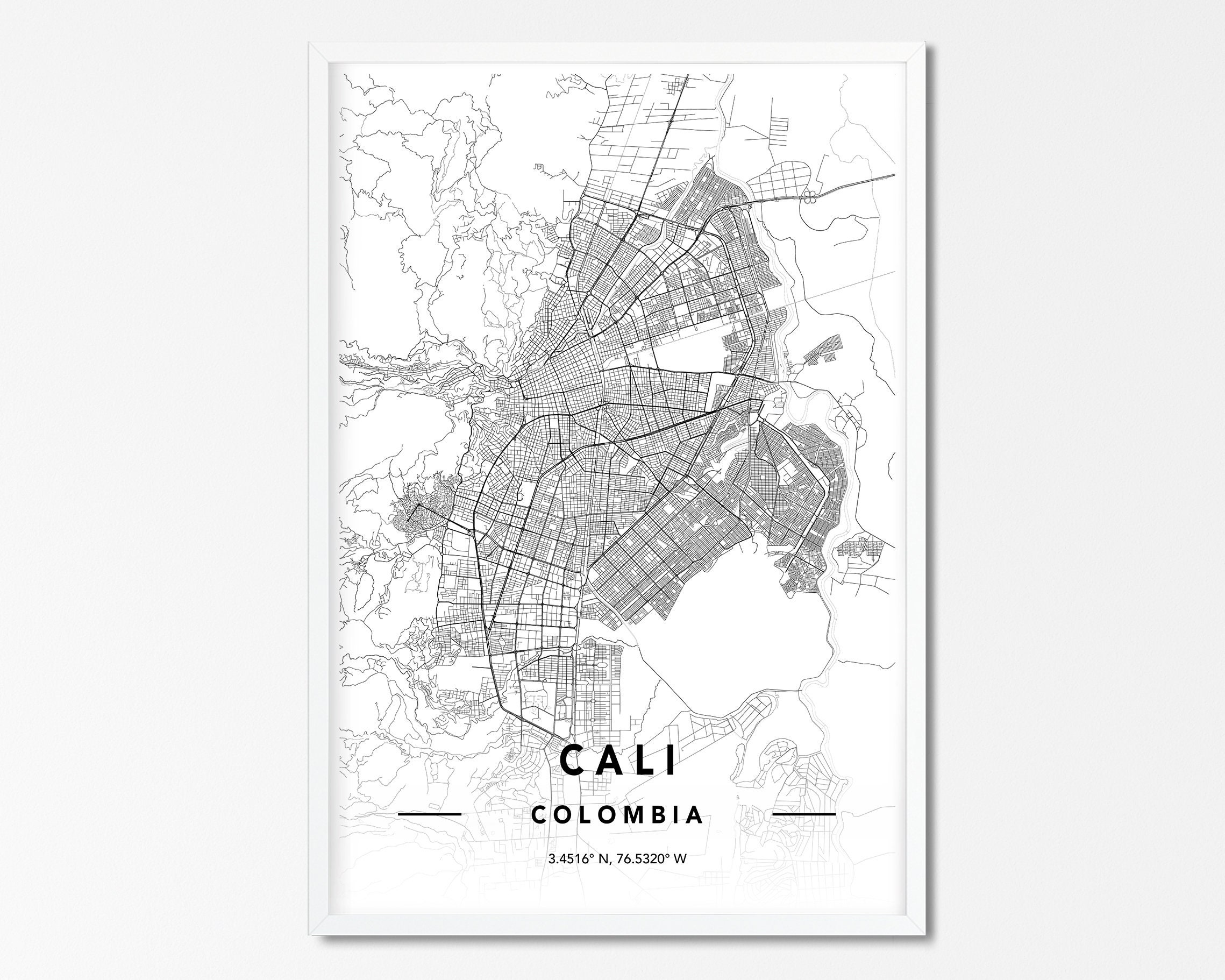 Cali DIGITAL DESCARGAR Mapa Impresión Cali City Map Poster | Etsy
