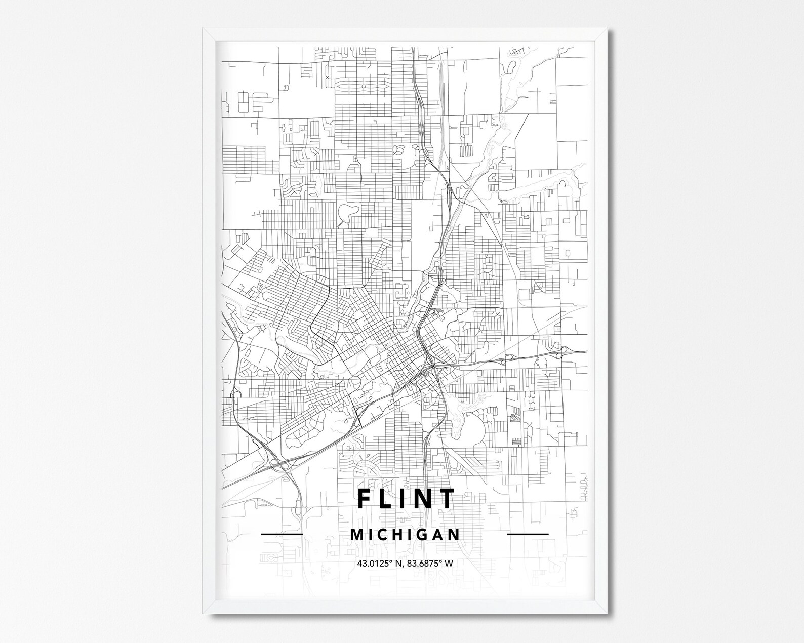 Flint MI Map Print Custom Map Print Flint City Map Map Of | Etsy
