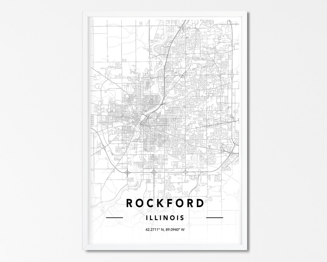 Rockford Illinois DIGITAL DOWNLOAD Map Print Custom City Map | Etsy
