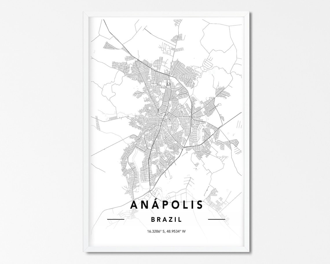 Anapolis Brazil DIGITAL DOWNLOAD Map Print Custom City Map | Etsy