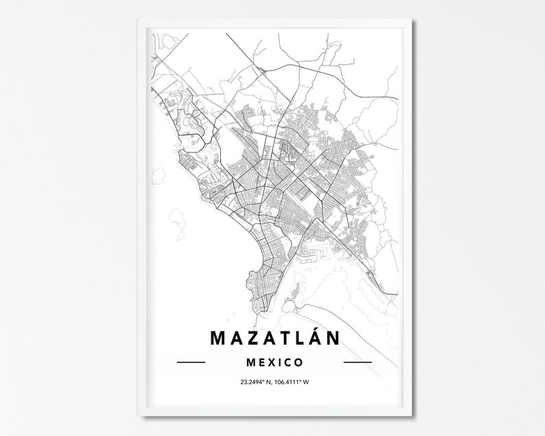 Mazatlan Map Print Mazatlan Map Poster Map Of Mazatlan | Etsy