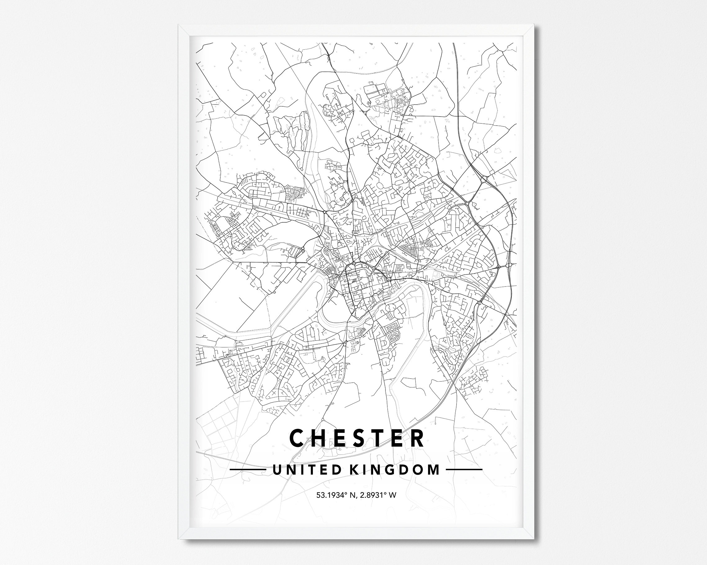 Chester UK Map Print Custom Map Print Chester City Map | Etsy