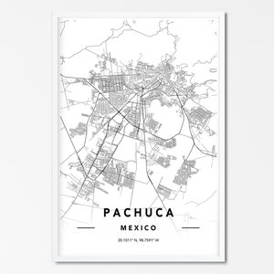 Pachuca Mexico DIGITAL DOWNLOAD Map Print Custom City Map | Etsy