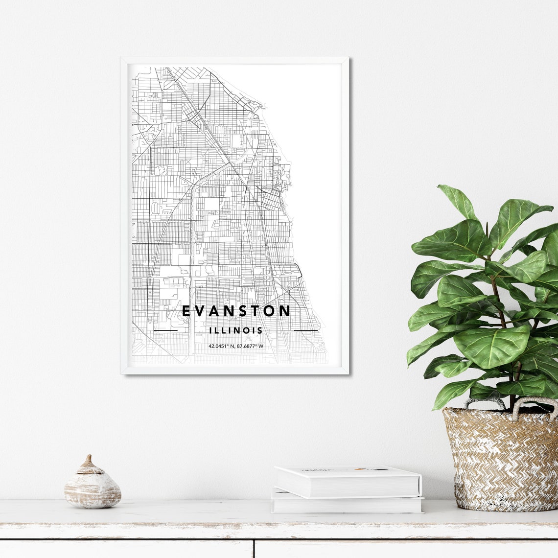 Evanston IL DIGITAL DOWNLOAD Map Evanston Illinois Map | Etsy