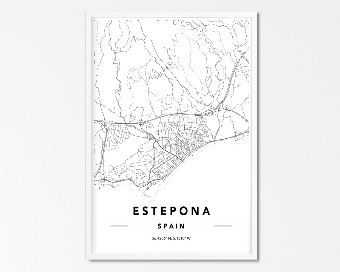 Estepona Spain DIGITAL DOWNLOAD Map Custom Map Print | Etsy