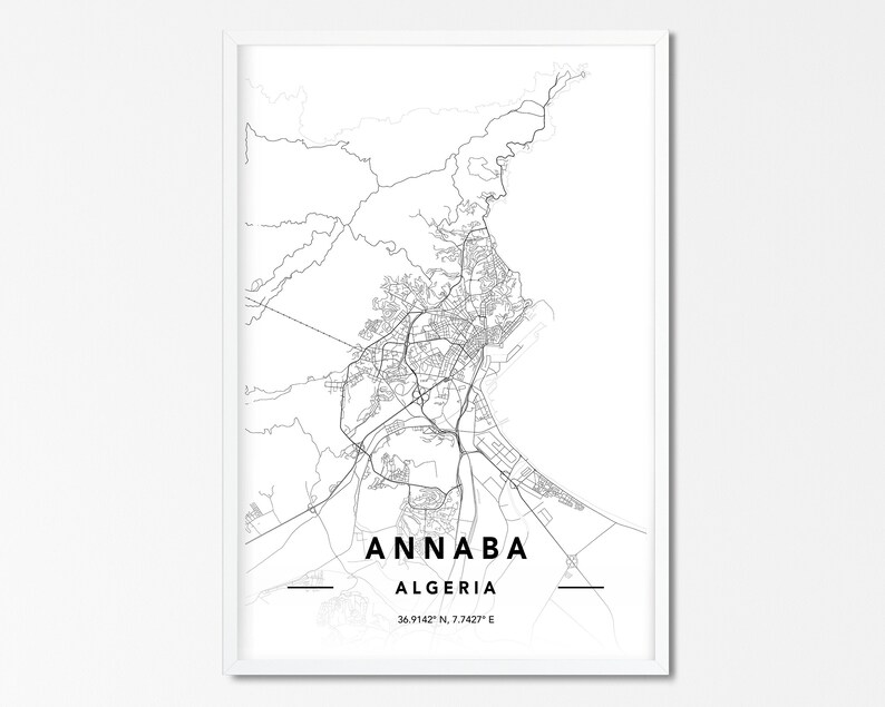 Annaba Algeria DIGITAL DOWNLOAD Map Print Custom City Map | Etsy