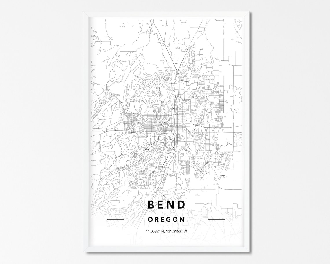 Bend Oregon Map Print Custom City Map Print Bend City Map | Etsy