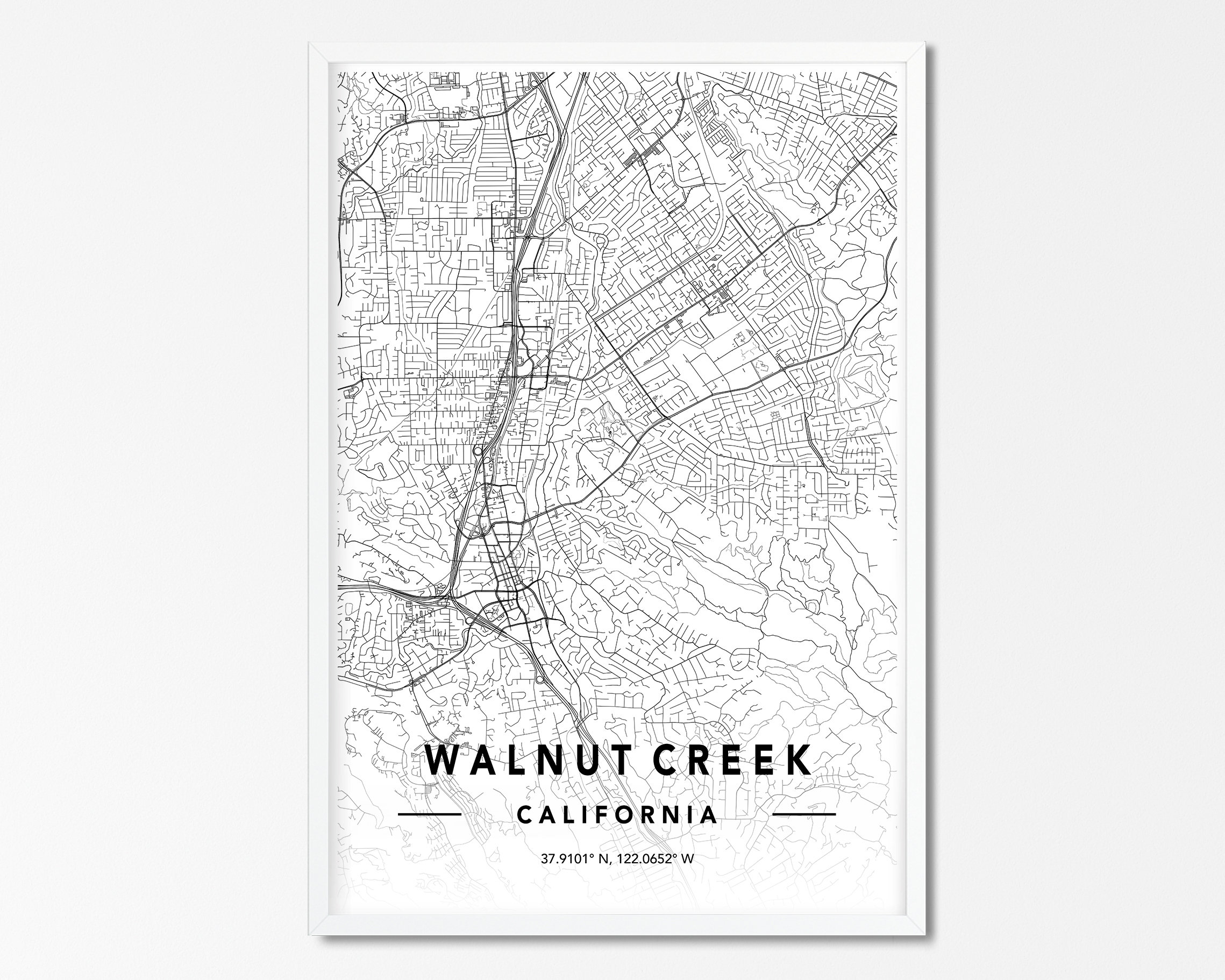 Walnut Creek CA Map Print Walnut Creek Map Poster Map Of | Etsy