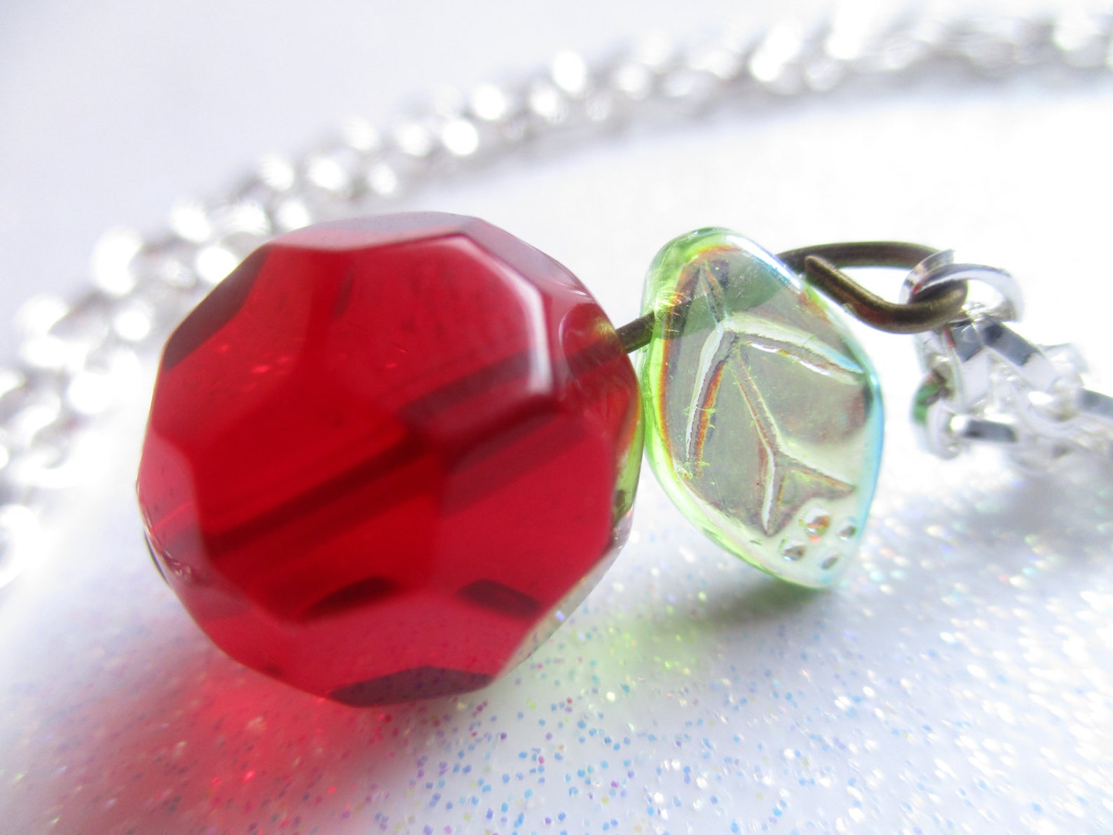 Autumn Apple Necklace Crystal Red Apple Necklace Crystal Candy - Etsy