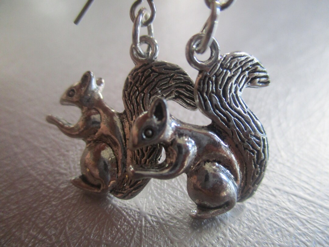 Squirrel Earrings, Woodland Jewelry, Squirrel Charms, Nature Lover Gift ...