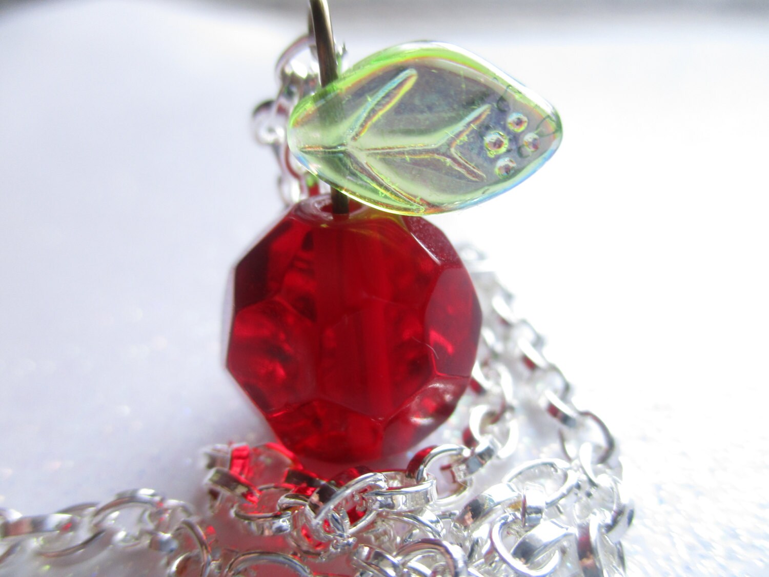 Autumn Apple Necklace Crystal Red Apple Necklace Crystal Candy Apple ...