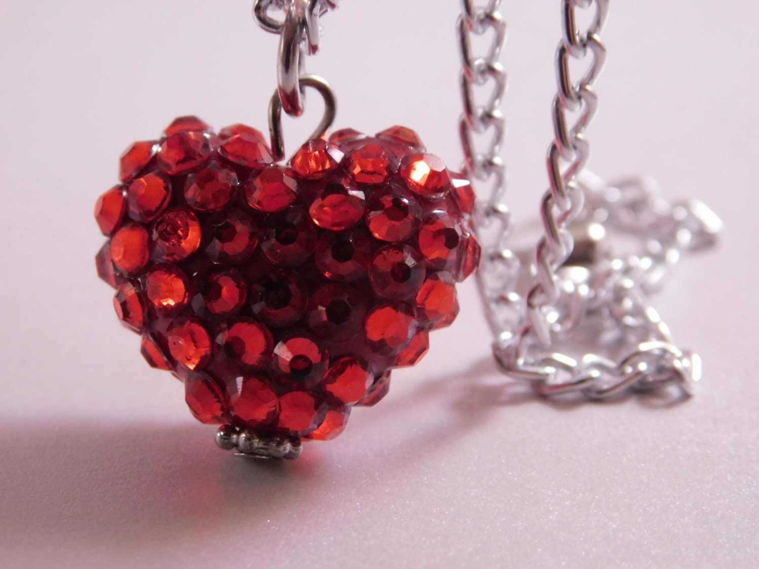 Red Rhinestone Heart * Heart Necklace * Valentine Jewelry * Valentine ...