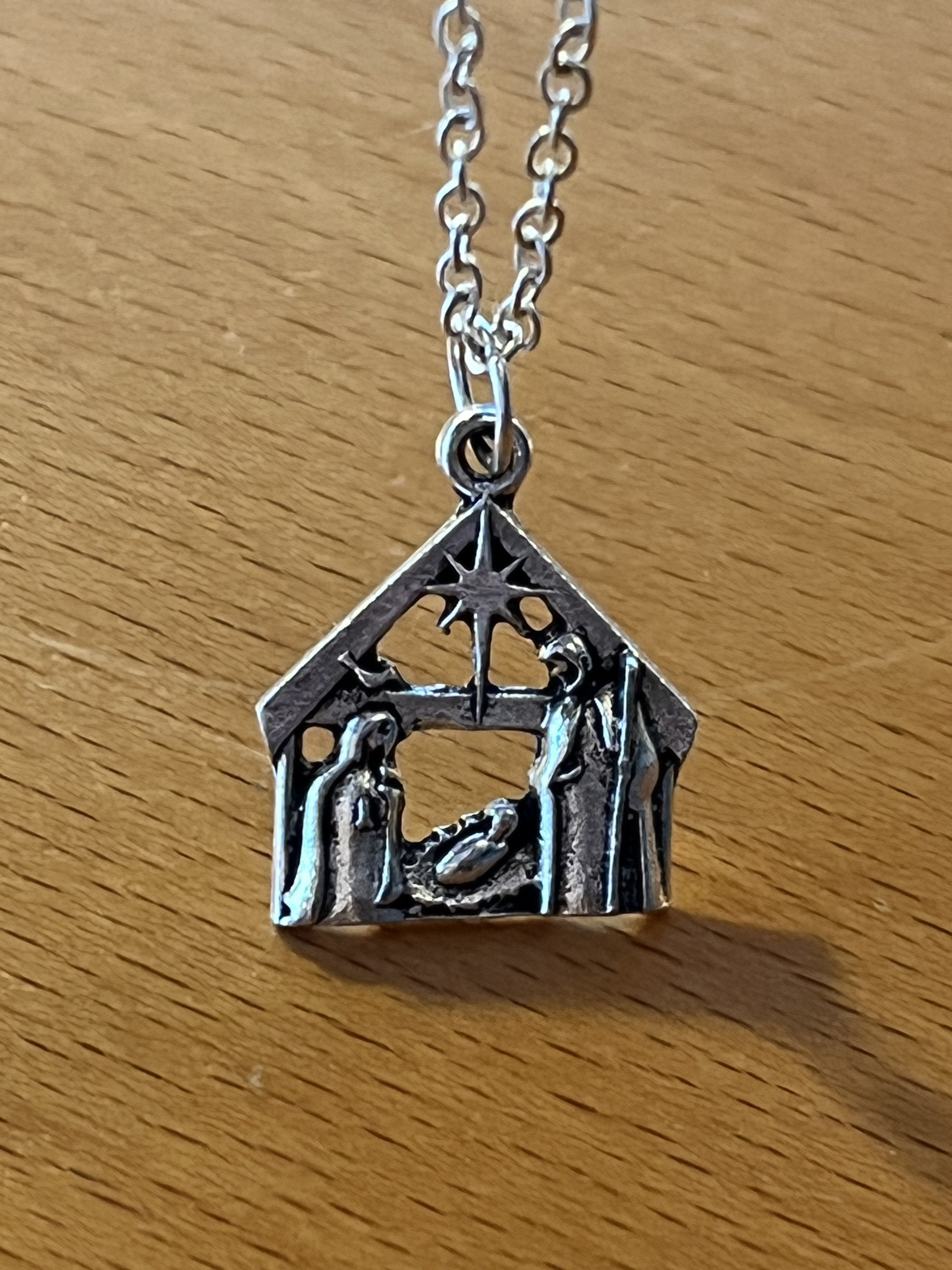 Christmas Manger Necklace Manger Scene Jewelry Holy Night Jewelry ...