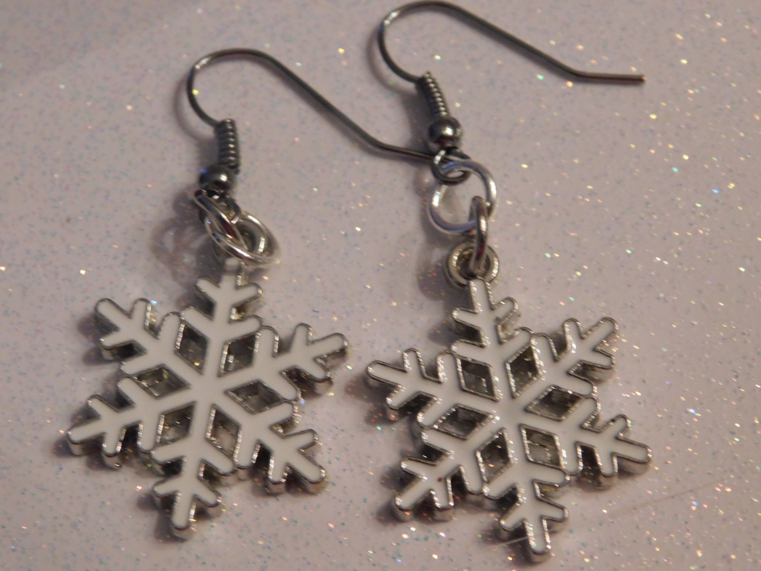 White Snowflake Earrings Winter Earrings Winter Snowflake - Etsy