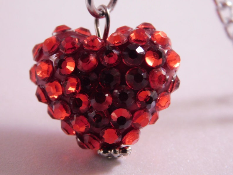 Red Rhinestone Heart * Heart Necklace * Valentine Jewelry * Valentine ...
