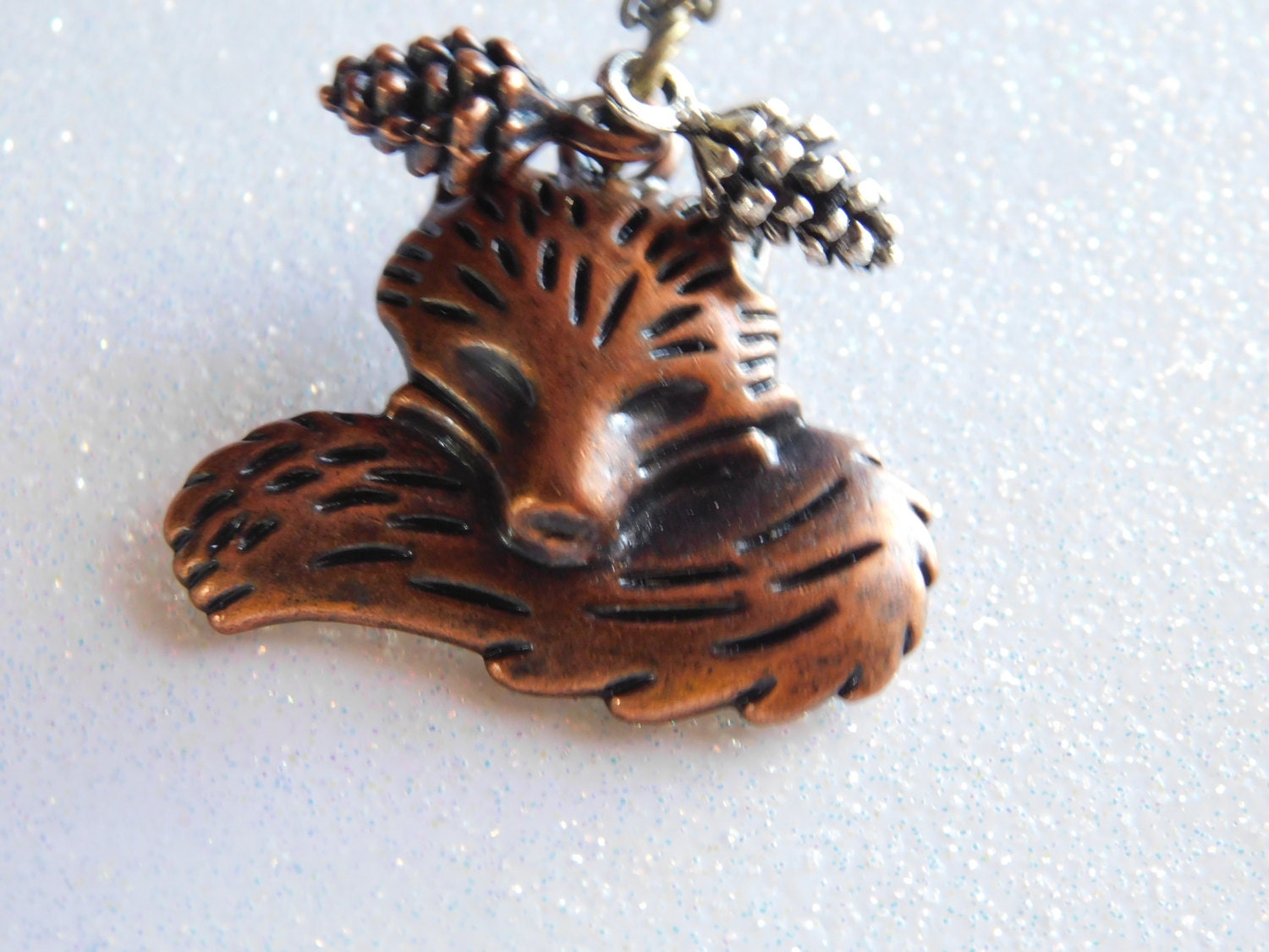 Copper Fox Necklace Fox With Acorns Woodland Animals Jewelry Forest ...