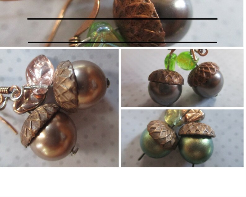 Acorn Swarovski Crystal Pearl Earrings Autumn Earrings Crystal Acorns ...