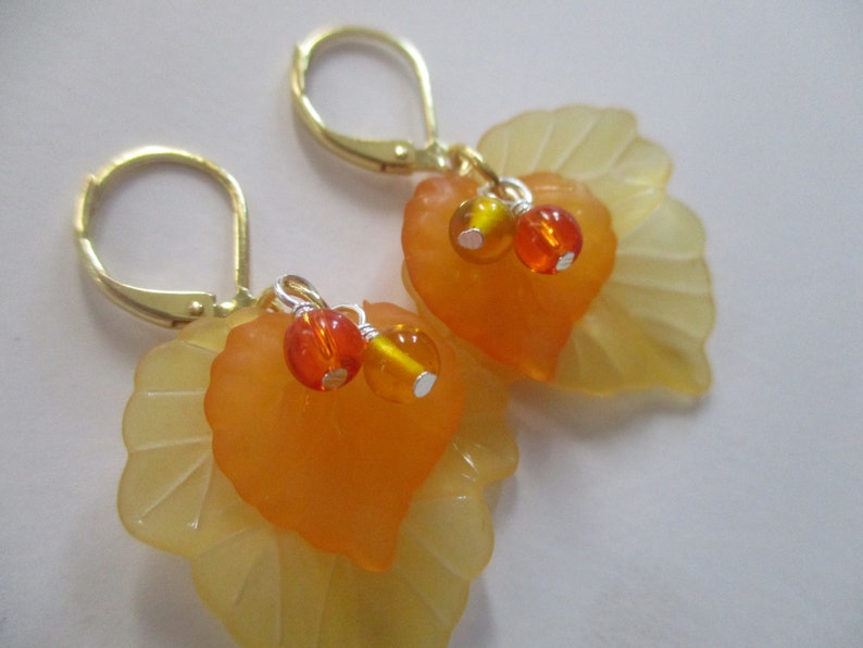 Honey Amber Fall Leaves Golden Autumn Leaf Earrings Lucite Leaf Jewelry ...