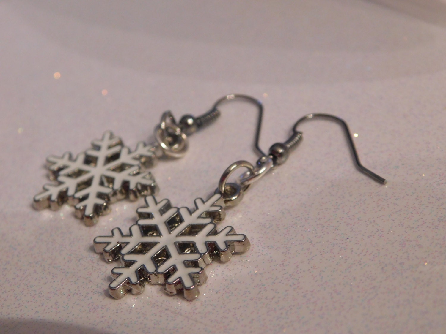 White Snowflake Earrings * Winter Earrings * Winter Snowflake ...