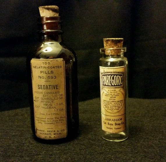 Vintage Style...2 Cannabis & Paregoric Glass Medicine | Etsy