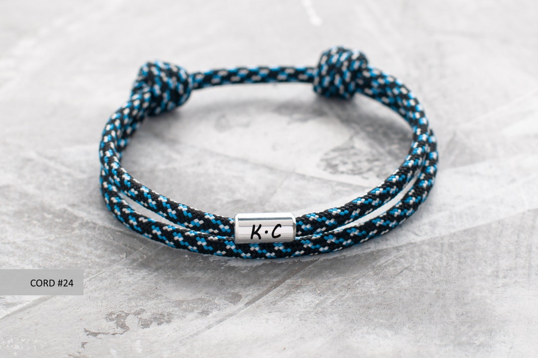 Initial Bracelet, Customised Men's Bracelet, Silver Bead, Charm ...