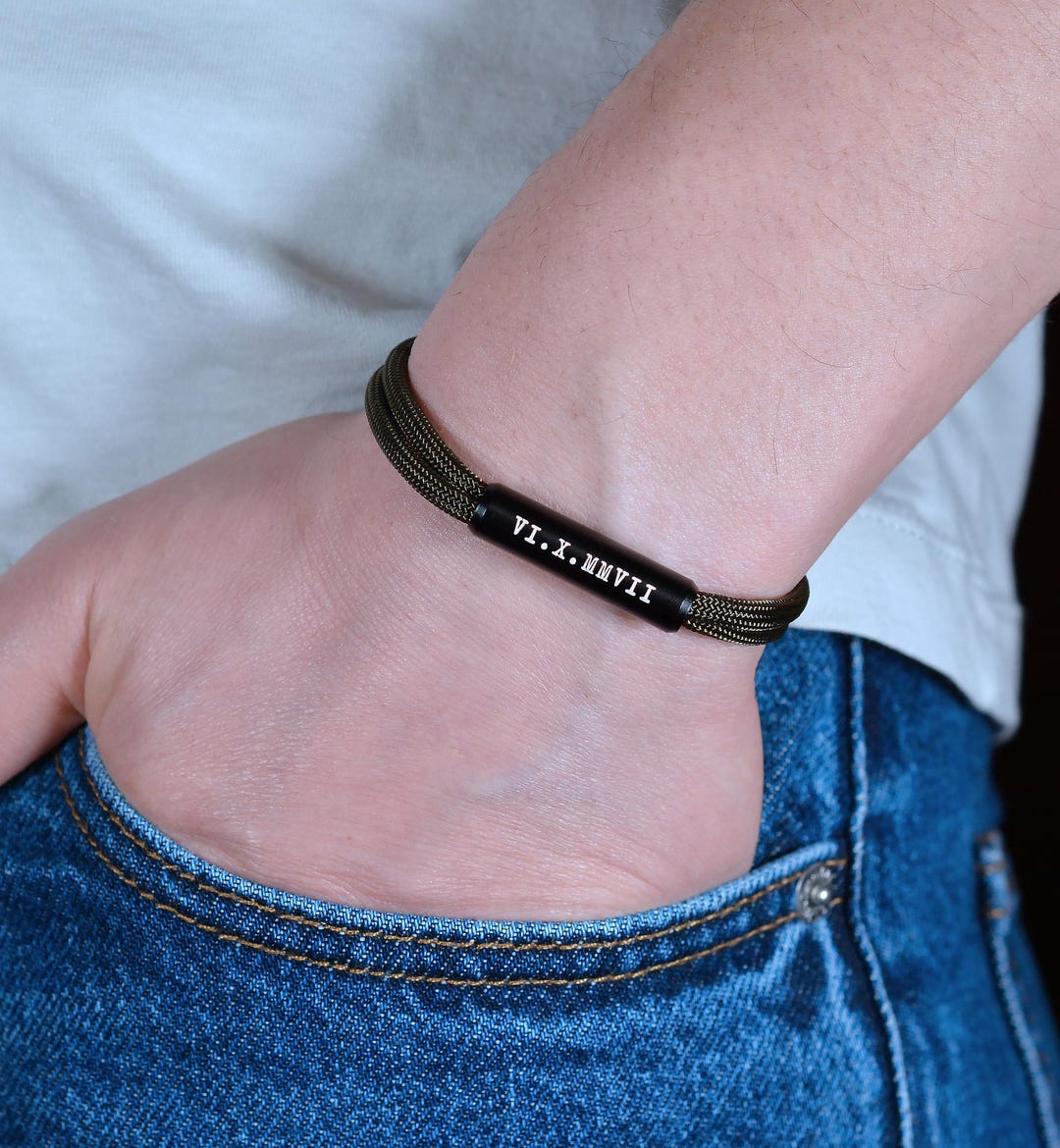 Customized Roman Numerals Bracelet, Personalized Engraved Roman Numeral ...
