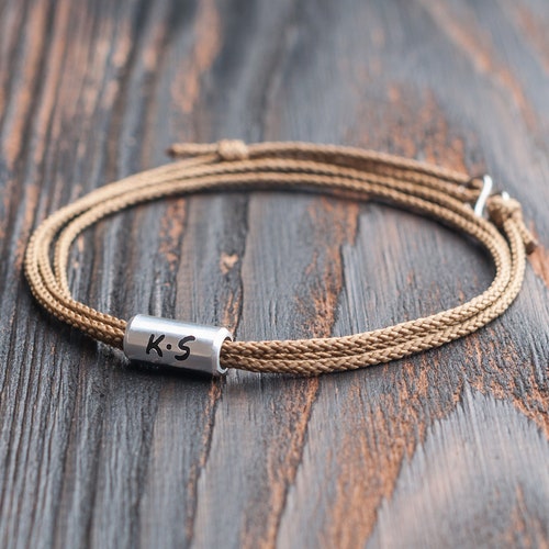 Initial Bracelet Customised Men's Bracelet Silver Bead - Etsy
