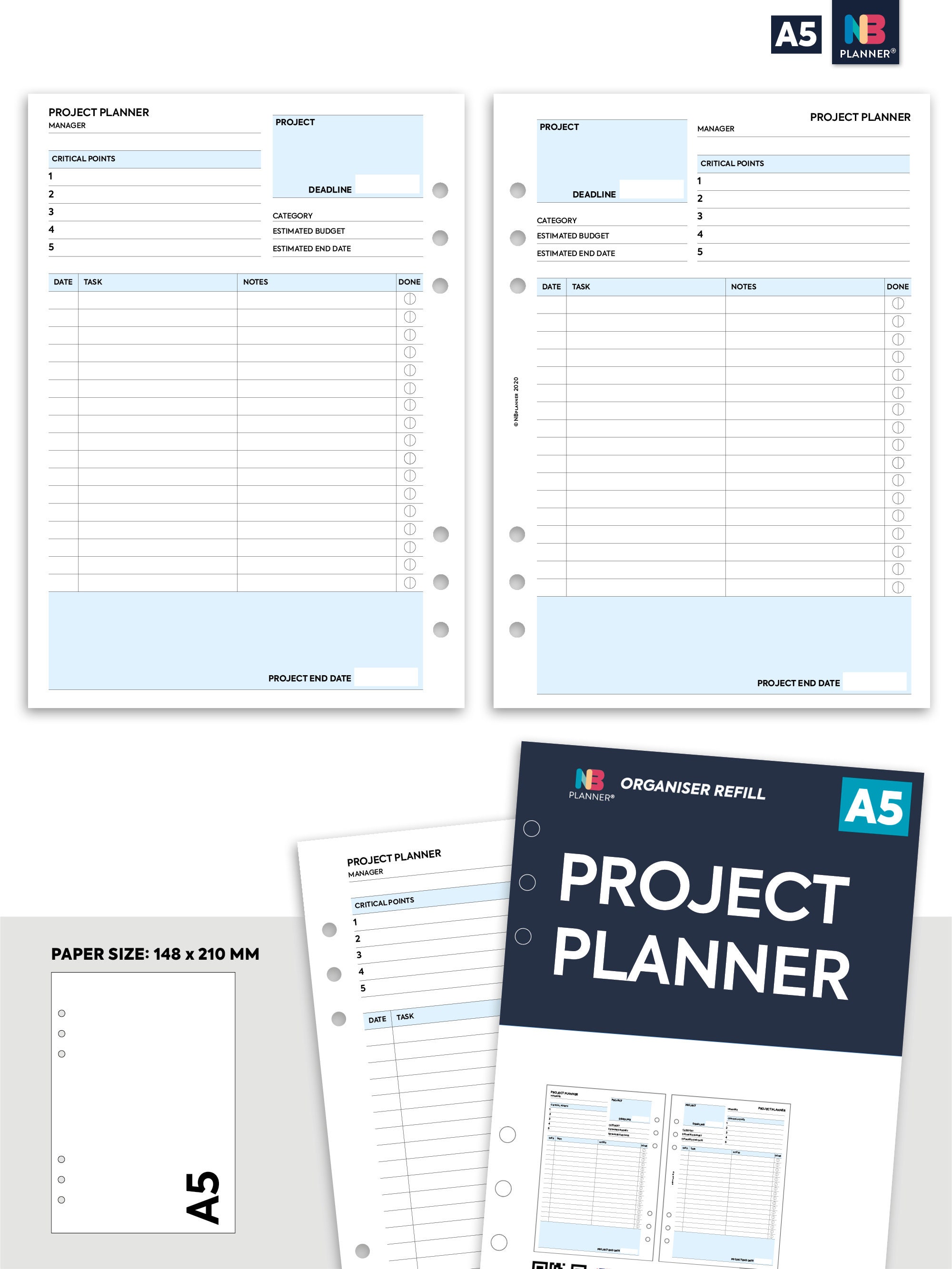 PRINTED A5 Project Planner Insert A5 Filofax A5 Kikki.k Large | Etsy UK