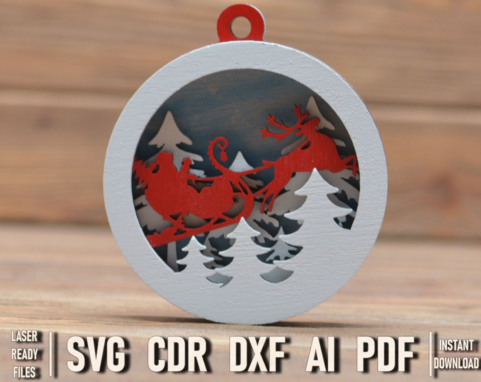 3d Multi Layer Santa Claus Christmas Svg Ornament. Christmas Glowforge ...