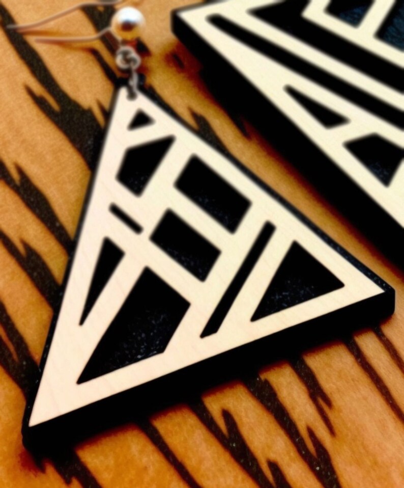 Triangle Laser Cut Svg Laser Cutting, Tree Dangle Wooden Earrings ...
