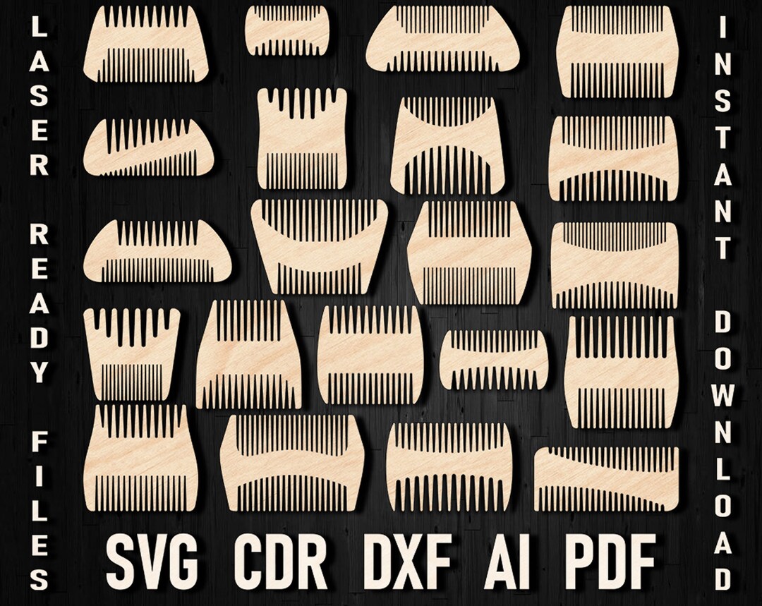 Svg Double Side Hair and Beard Combs Laser Cut Template for Wood or ...