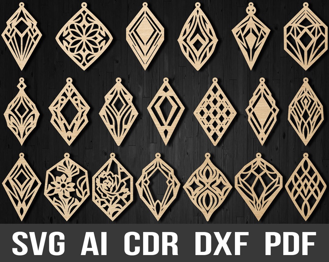 Rhombus Earrings Svg Digital Download Files for Laser Cutting and ...