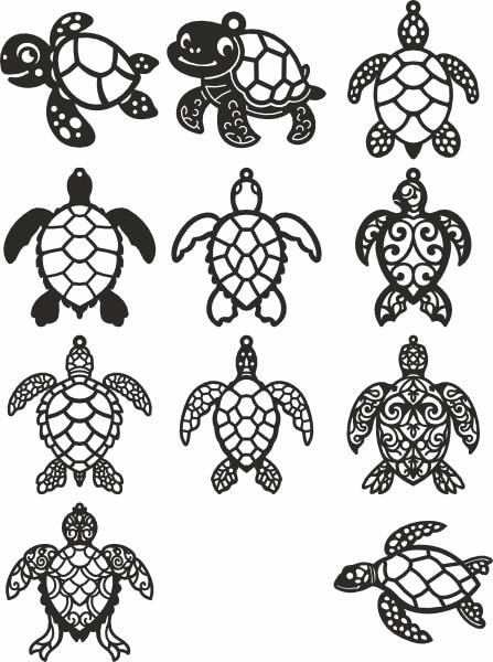 Turtle Laser Cut Svg Bundle Files Christmas Ornaments for Plywood ...
